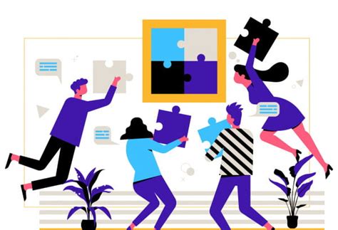 팀 작업 배경 동적 직원 직소 퍼즐 디자인 Ai Eps Uidownload