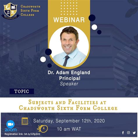 Join Us In This Webinar As Chadsworth Sixth Form College