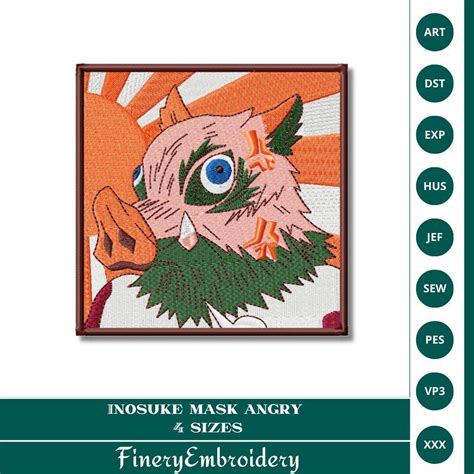 Inosuke Mask Angry Embroidery Design Instant Download Fineryembroidery