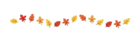 Autumn Leaves Separator Border In Orange And Red Colors For Fall And