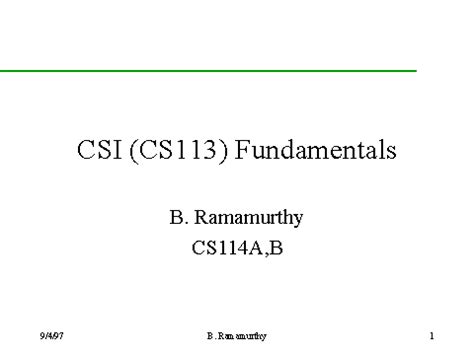 CSI CS113 Fundamentals