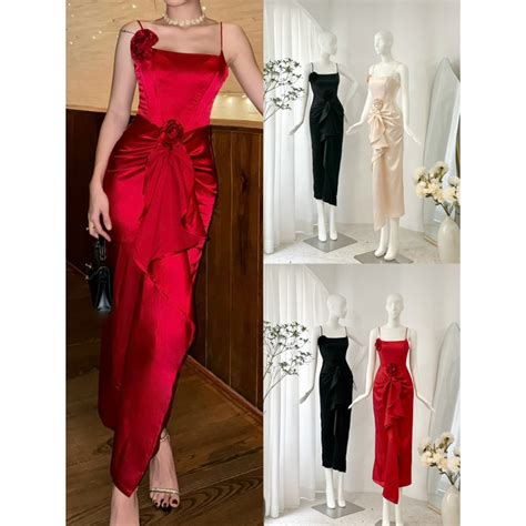 Luxury Floral Silk Dress Shopee Philippines