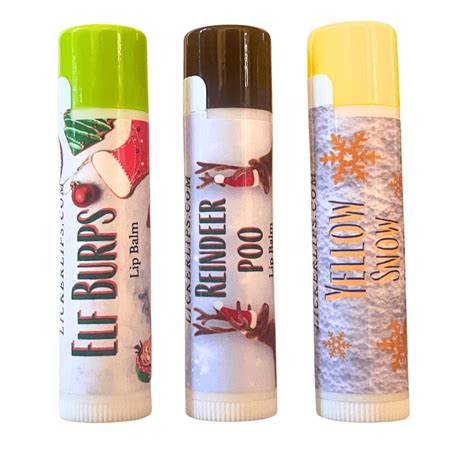 Lickerlips Christmas Holiday Lip Balms Gag Ts Reindeer Poo Yellow Snow Elf