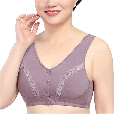 Jgtdbpo Front Closure Bras For Women No Underwire Plus Size Four Row Buckle Full Coverage Thin