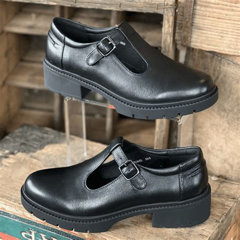 Teds Brunel Black Leather T Bar School Shoes Millars Shoe Store