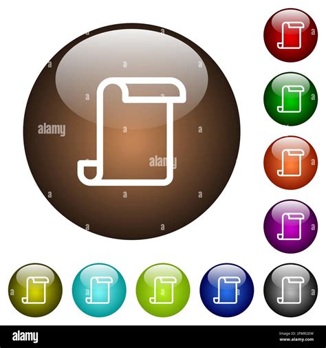 Blank Paper Scroll White Icons On Round Glass Buttons In Multiple Colors Stock Vector Image