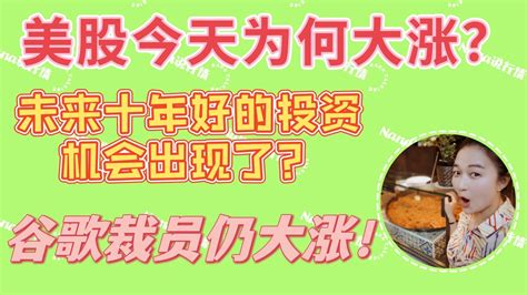 美股今日为何大涨？未来十年好的投资机会来了？谷歌裁员仍大涨｜nana说行情（20230120） Youtube