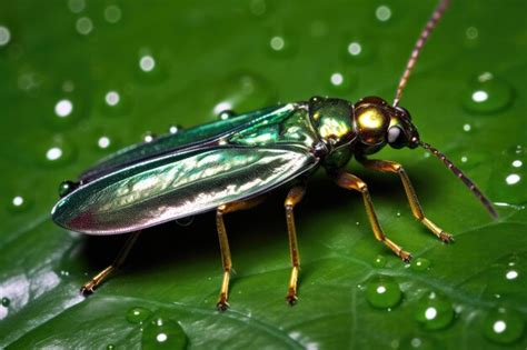 Premium Ai Image A Shiny Metallic Jewel Bug On A Green Leaf Created