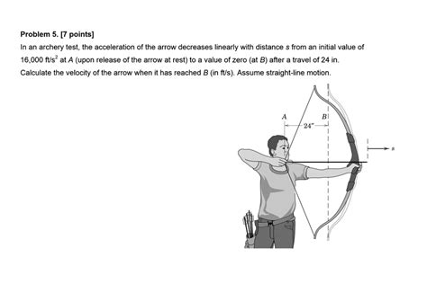 solved in an archery test the acceleration of the arrow decreases linearly with distance s