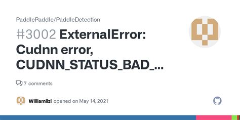 externalerror cudnn error cudnn status bad param at paddle paddle