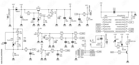 Schematic Diagram Of Electronic Device On Sheet Of Paper Vector Drawing Electrical Circuit With