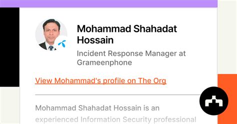 Mohammad Shahadat Hossain Incident Response Manager At Grameenphone The Org