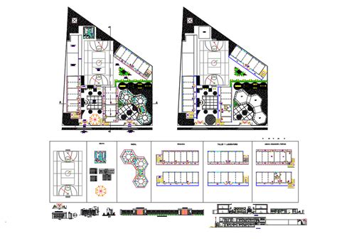 Sports Center All Sided Elevation Section Floor Plan And Auto Cad Details Dwg File