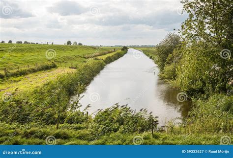 Rural Landscape With A Small Stream Stock Image Image Of Field