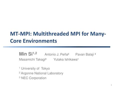 Ppt Mt Mpi Multithreaded Mpi For Many Core Environments Powerpoint