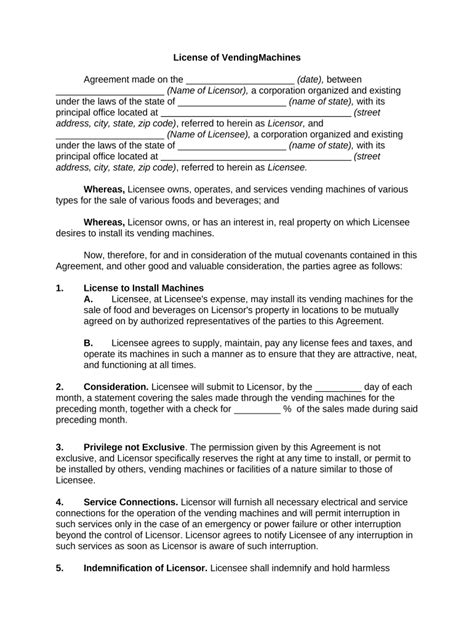 License Of Vending Machines Form Pre Built Template Airslate Signnow