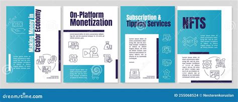 Making Money In Creator Economy Blue Brochure Template Stock Vector Illustration Of Commerce