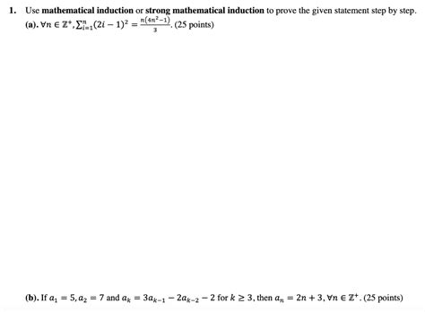 solved 1 use mathematical induction or strong mathematical
