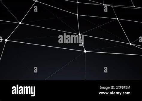 Abstract 3d Animated Background Motion Transformation White Dots Lines In Plexus Grid On Dark