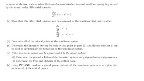 Solved A Model Of The Free Undamped Oscillations Of A Mass