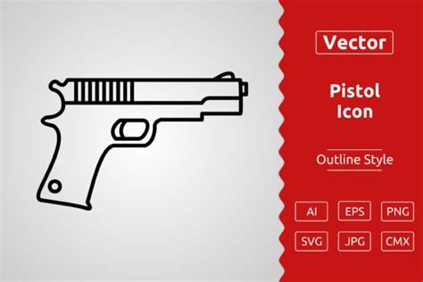 Vector Pistol Outline Icon Graphic By Muhammad Atiq · Creative Fabrica