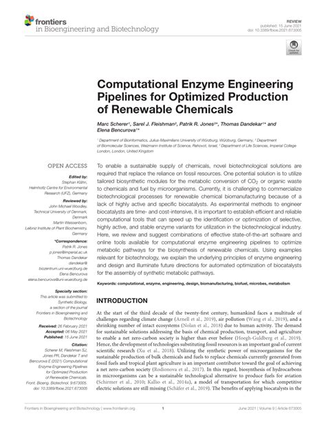 Pdf Computational Enzyme Engineering Pipelines For Optimized