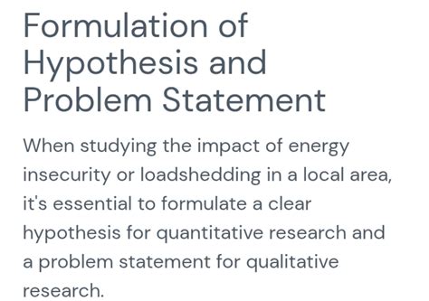 Formulation Of Hypothesis And Problem Statement When Studying The Impact