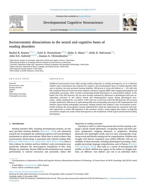 Pdf Socioeconomic Dissociations In The Neural And Cognitive Bases Of