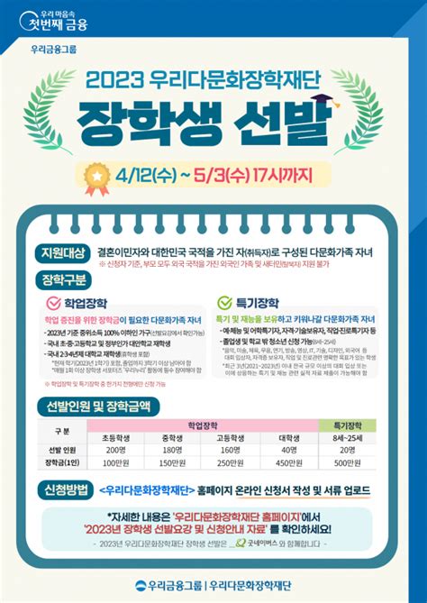 우리다문화장학재단 다문화 장학생 600명 모집 Korea It Times