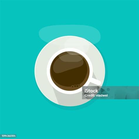 커피 컵 상단 보기 화이트 커피잔 커피 유리 컵 아이콘 커피 컵 벡터 일러스트 레이 션 파란색 배경에 고립 커피 컵 평면 디자인 0명에 대한 스톡 벡터 아트 및 기타 이미지