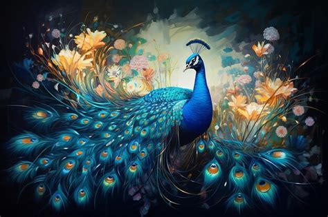 Premium Ai Image Luminous Peacock