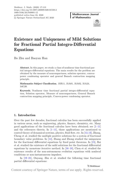 Existence And Uniqueness Of Mild Solutions For Fractional Partial