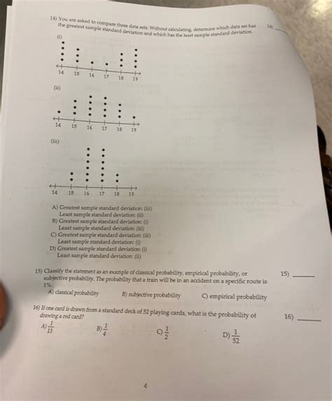solved 14 you are asked to compare three data sets without