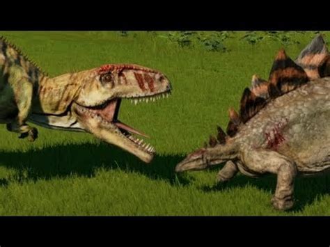 Jurassic World Evolution Stegosaurus Vs Giganotosaurus 1080p 60fps