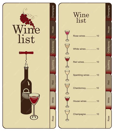 Premium Vector Wine Menu With Price List