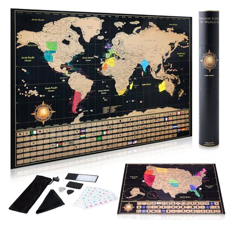 Innovativemap Scratch Off World Map Poster And Detailed United States Desertcart New Zealand