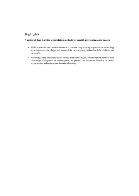 Pdf A Review Of Deep Learning Segmentation Methods For Carotid Artery Ultrasound Images