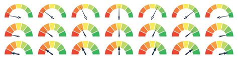 Set Of Different Meter Gauge Element Green And Red Low And High Barometers Bad And Good Level