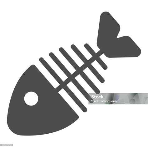 물고기 몸 해골 고체 아이콘 기후 변화 개념 벡터 그래픽입니다 죽은 물고기 흰색 배경에 어업 기호 모바일 또는 웹 디자인을위한 글리프 스타일 아이콘 검은색에 대한 스톡 벡터