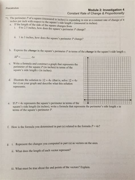 Solved Precalculus Module 2 Investigation 4 Constant Rate