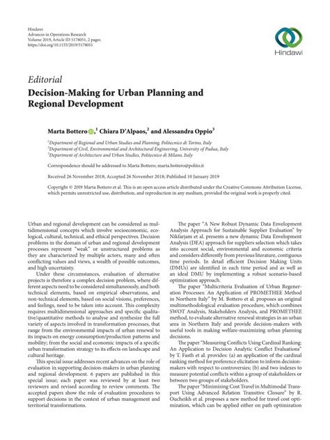 Pdf Decision Making For Urban Planning And Regional Developmentepaper“multiobjective