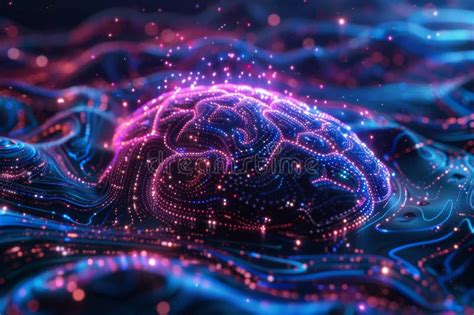 Ai Brain Surrounded By Holographic Data Patterns Deep Learning