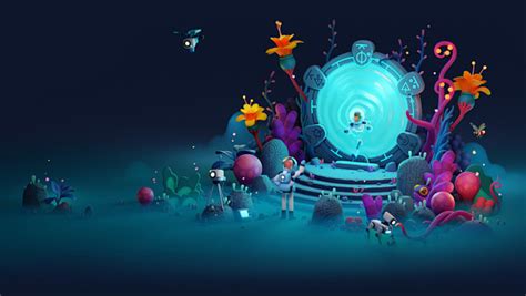 3d 数字艺术未来插图科幻星际之门搅拌机 3d 加密外星机器人