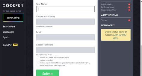 Codepen Dumb Password Rules