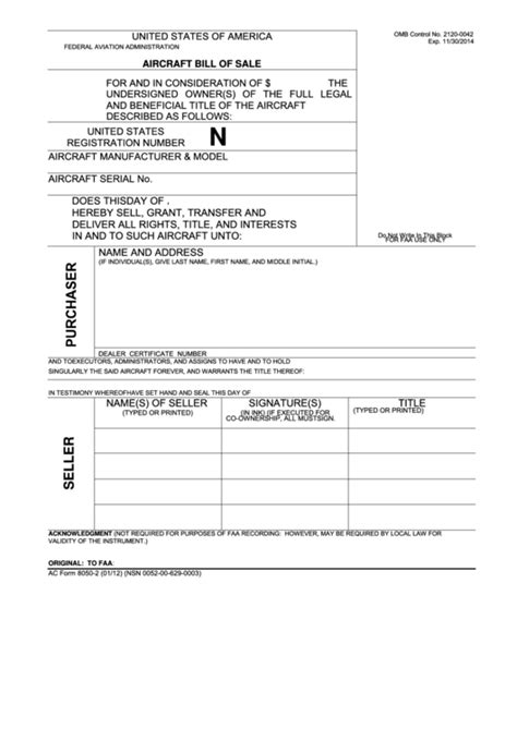 Top Aircraft Bill Of Sale Form Templates Free To Download In Pdf Format