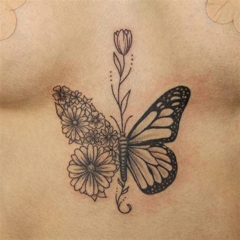 Flower Sternum Tattoos
