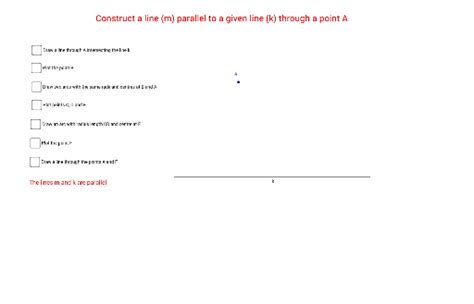 Construct A Line Parallel To A Line Through A Point Geogebra