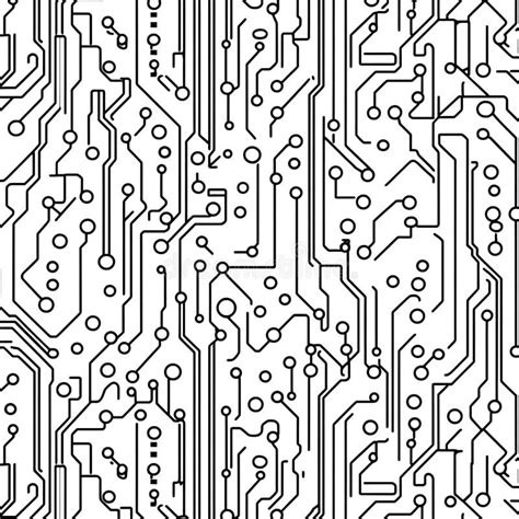 Circuit Board Design Showcasing Intricate Pathways And Connections In Black And White Generative