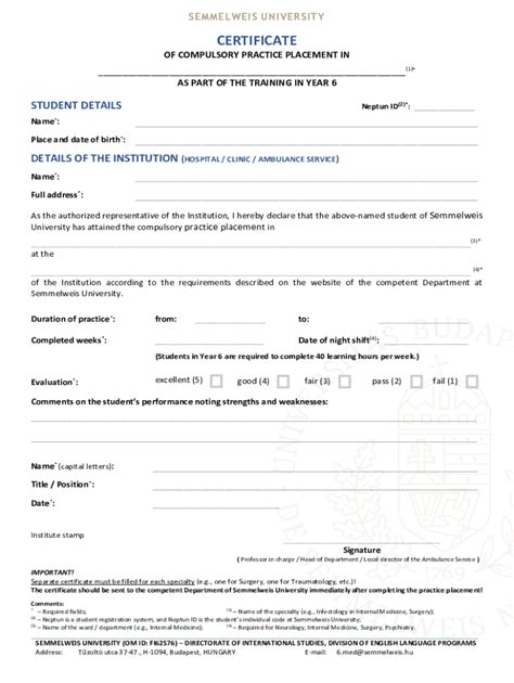 Fillable Online Clinical Pre Placement Health Form Ecl Year 1 Fax Email