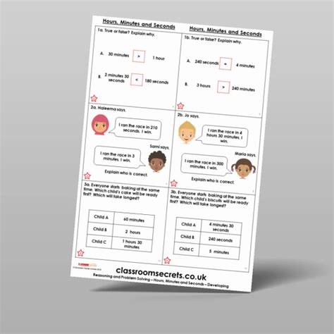 Year 4 Hours Minutes And Seconds Reasoning And Problem Solving Resource Classroom Secrets